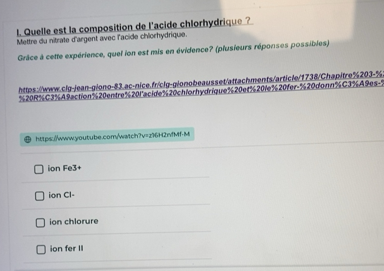 Résolu :Quelle est la composition de l'acide chlorhydrique ? Mettre du ...