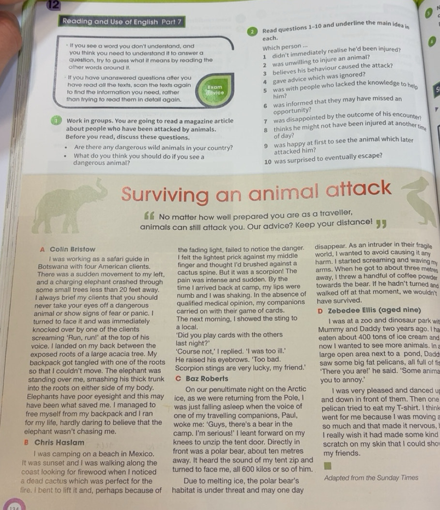 Risolto:Reading and Use of English Part 7 Read questions 1-10 and ...