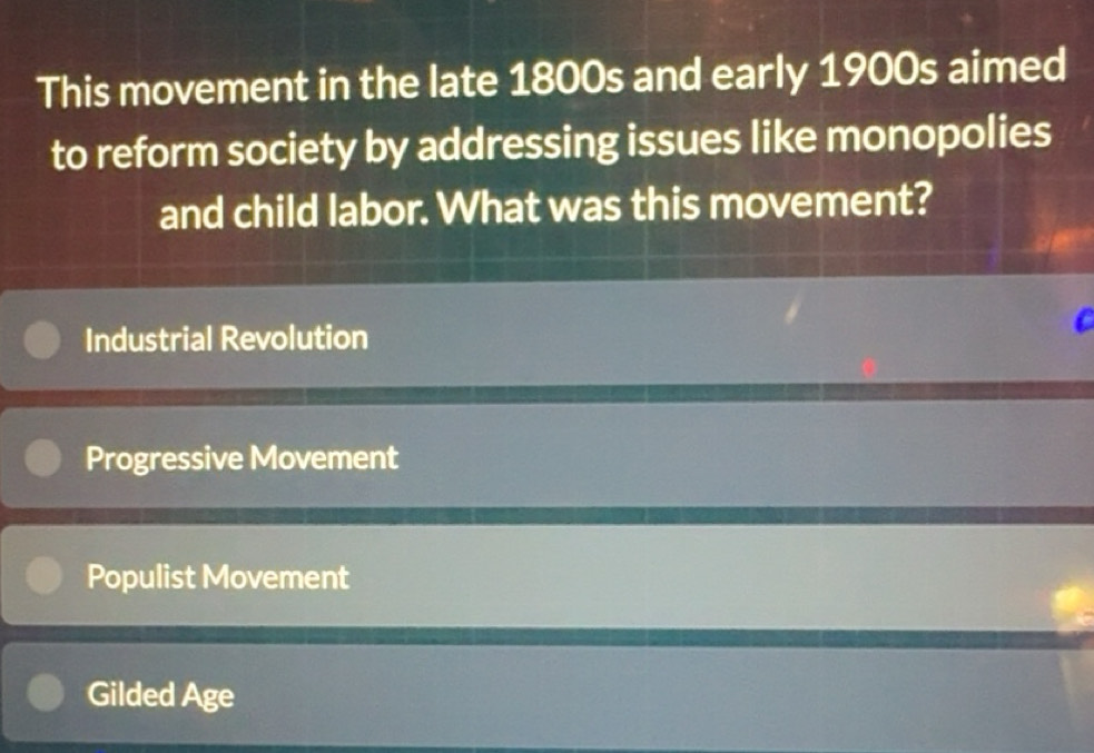 Solved: This movement in the late 1800s and early 1900s aimed to reform ...