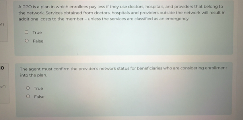 Solved: A PPO is a plan in which enrollees pay less if they use doctors ...
