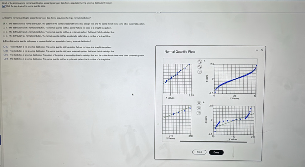 Solved: Which of the accompanving normal quantile plots appear to represent data from a ...