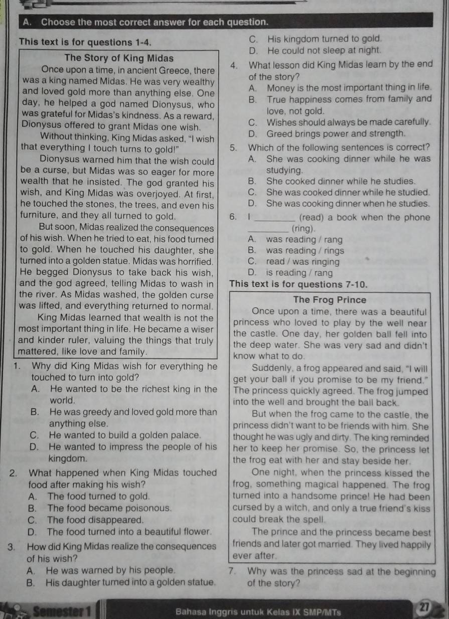 Telah dijawab:Choose the most correct answer for each question. This ...