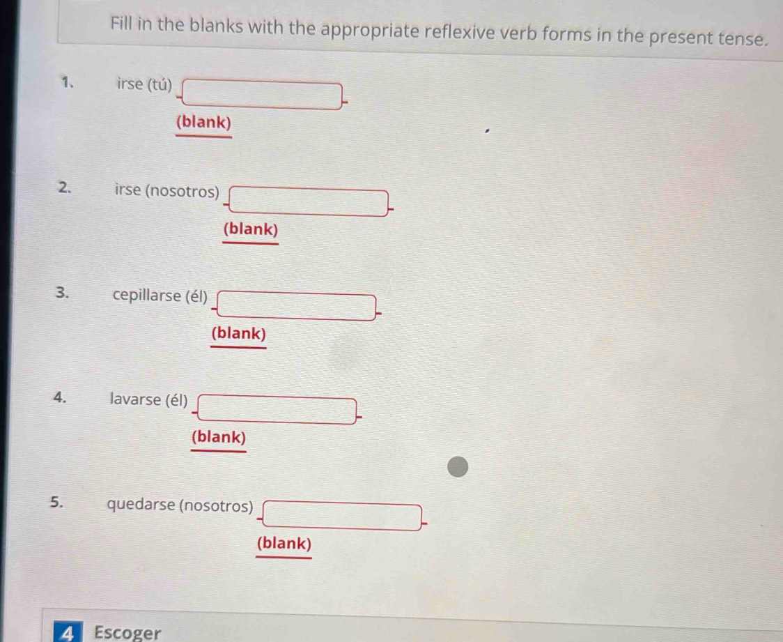 Solved: Fill in the blanks with the appropriate reflexive verb forms in ...
