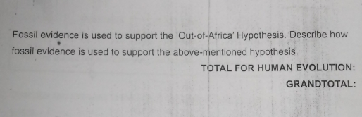 Solved: Fossil evidence is used to support the ‘Out-of-Africa ...