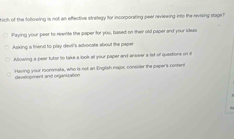 Solved: hich of the following is not an effective strategy for ...
