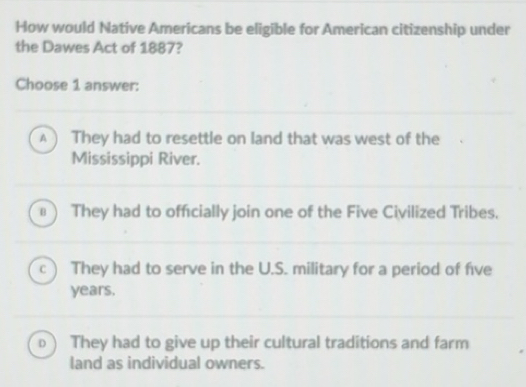 Solved: How would Native Americans be eligible for American citizenship ...