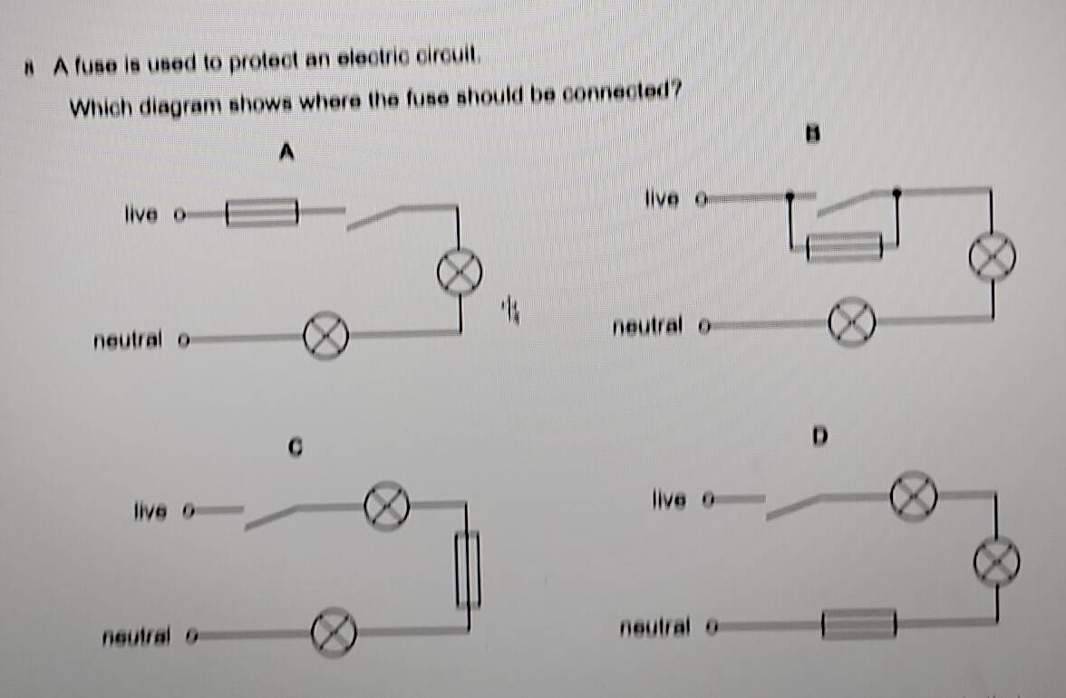 Selesai:A fuse is used to protect an electric circuit. Which diagram ...