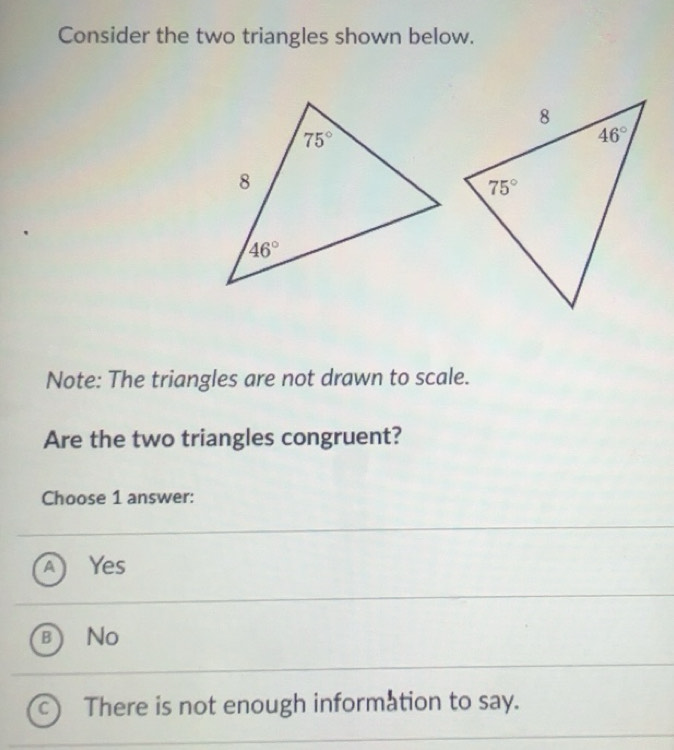 Solved: Consider the two triangles shown below. Note: The triangles are ...