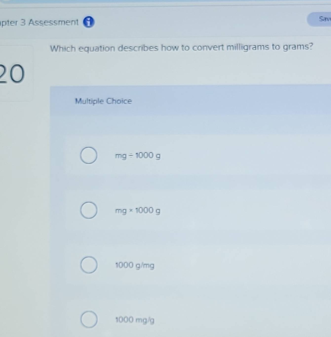 Solved: pter 3 Assessment Sav Which equation describes how to convert ...