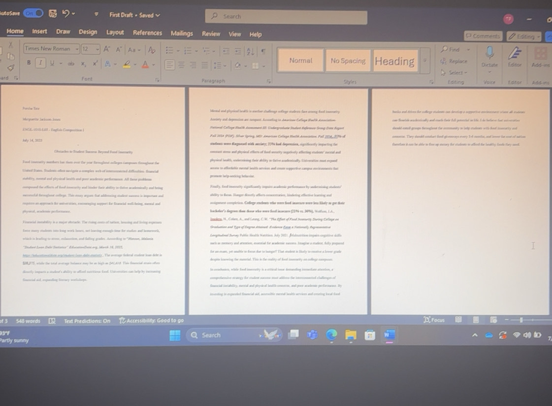 Solved: utoSave First Draft - Saved √ Search Home Insert Draw Design ...