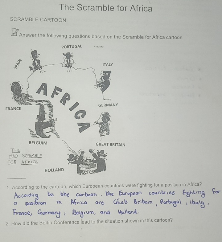 Solved: The Scramble for Africa SCRAMBLE CARTOON Answer the following ...