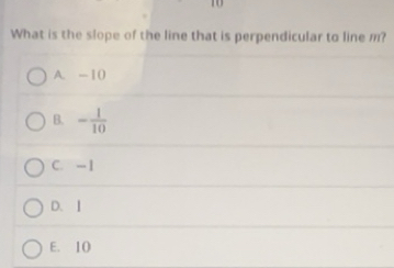 Solved: What is the slope of the line that is perpendicular to line m ...