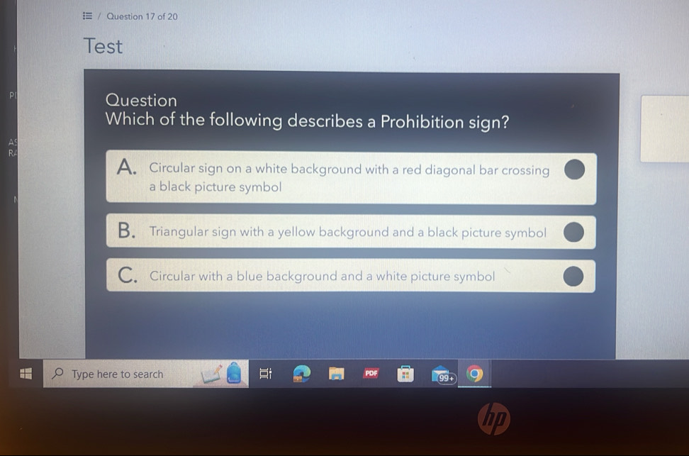 Solved: Test P Question Which of the following describes a Prohibition ...