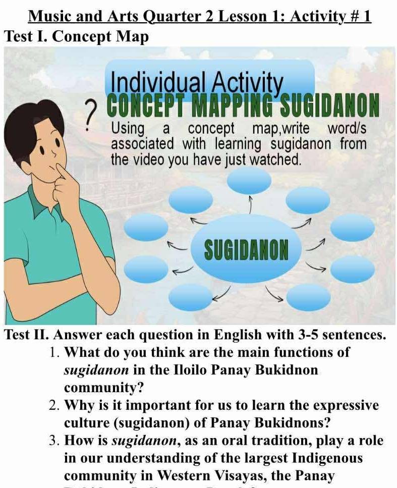 Solved: Music and Arts Quarter 2 Lesson 1: Activity # 1 Test I. Concept ...