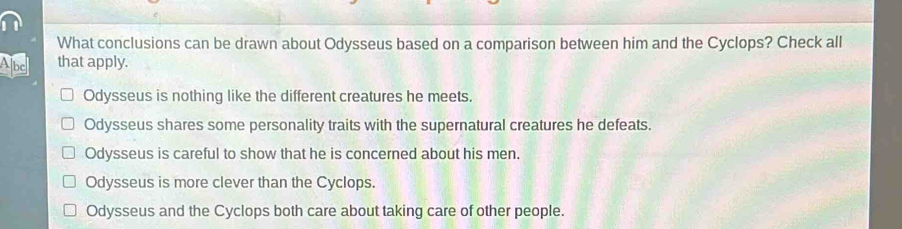 Solved: What conclusions can be drawn about Odysseus based on a ...