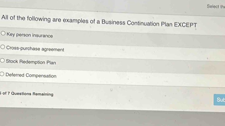 Solved: Select the All of the following are examples of a Business ...