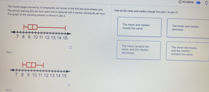 Solved: 01:58:59 The hourly wages earned by 20 employees are shown in ...