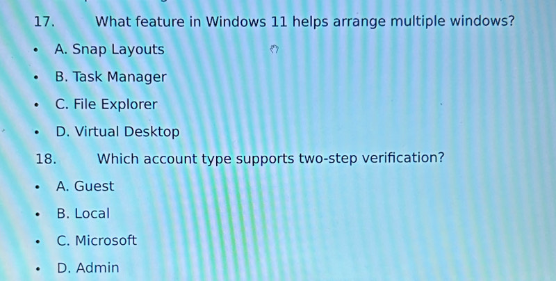 Solved: What feature in Windows 11 helps arrange multiple windows? A ...