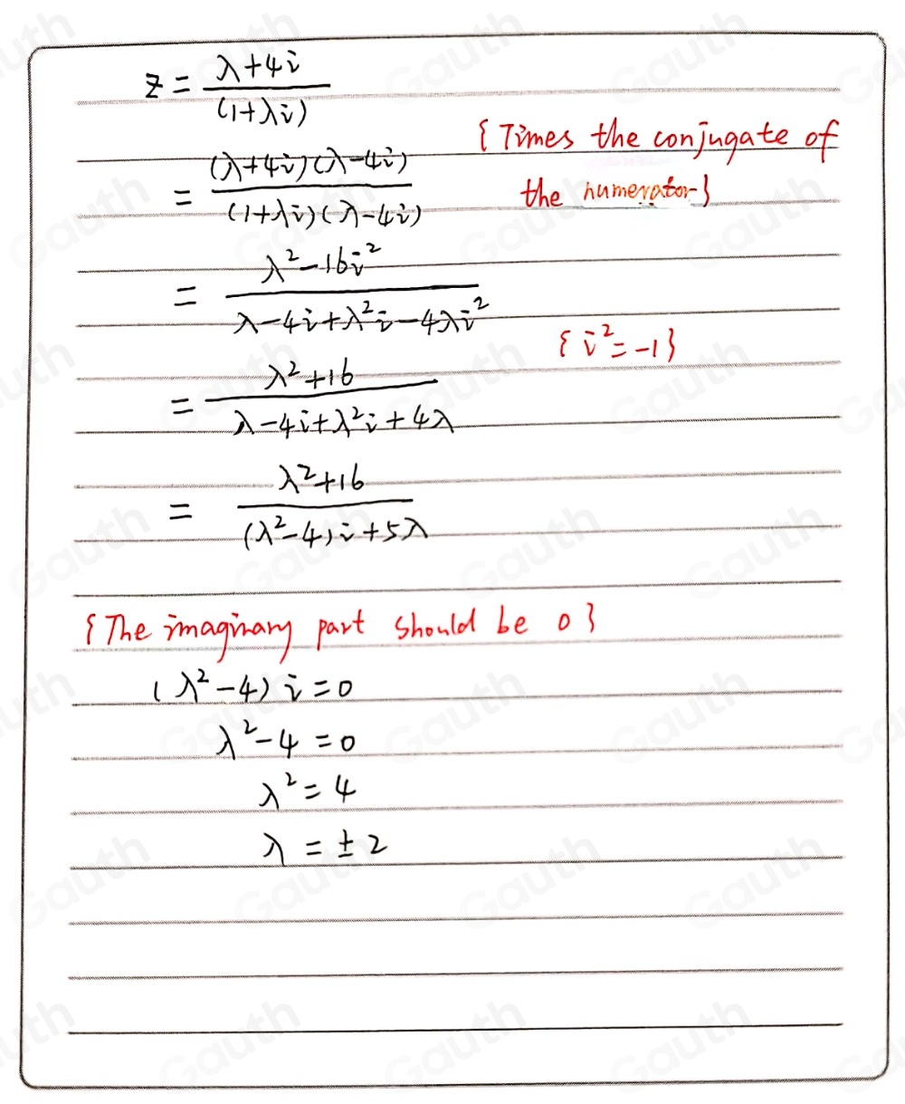 Selesai Z Lambda 4i 1 Lambda I Lambda в R Given That Z Is A Real