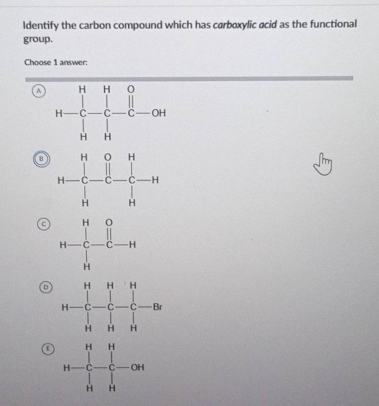 Solved: Identify the carbon compound which has carboxylic acid as the ...