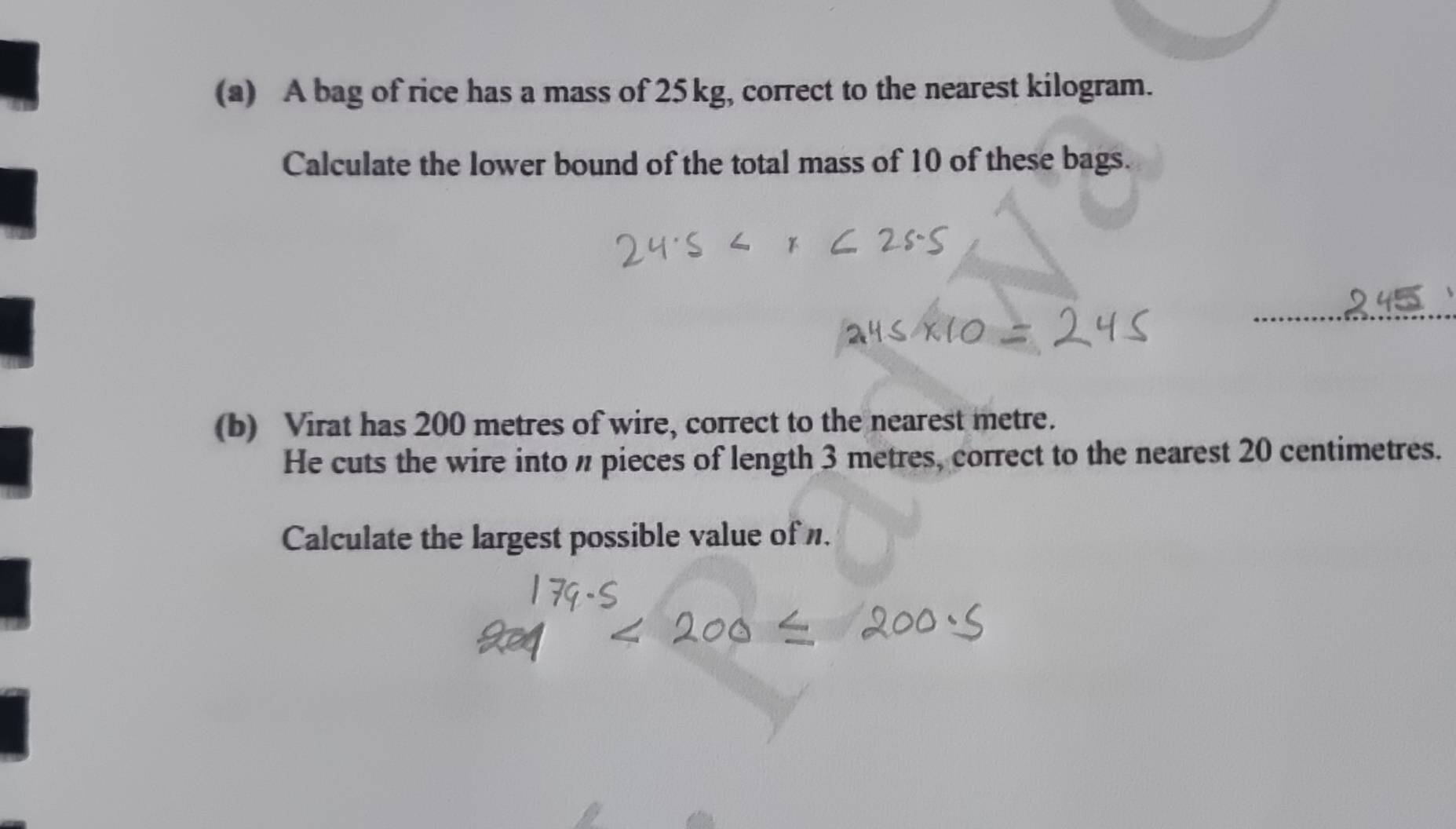 Solved: A bag of rice has a mass of 25kg, correct to the nearest ...