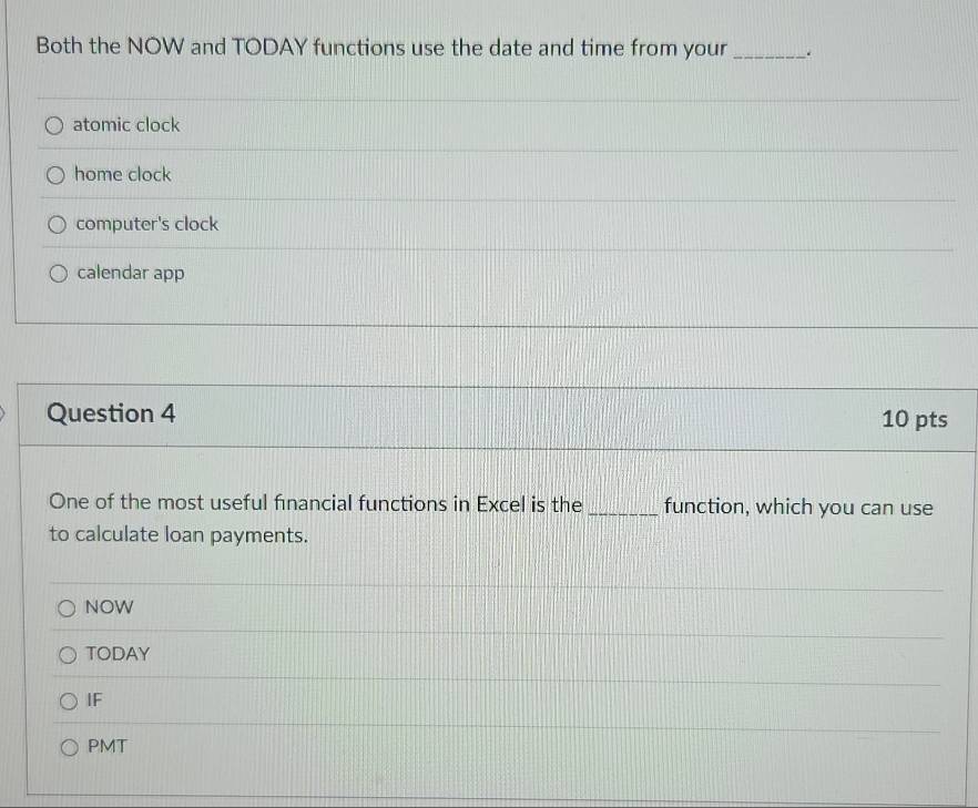 Solved: Both the NOW and TODAY functions use the date and time from your _. atomic clock home ...