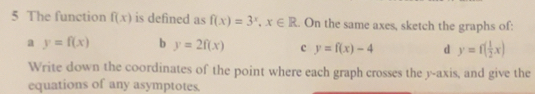 Solved: The function f(x) is defined as f(x)=3^x, x∈ R. On the same ...