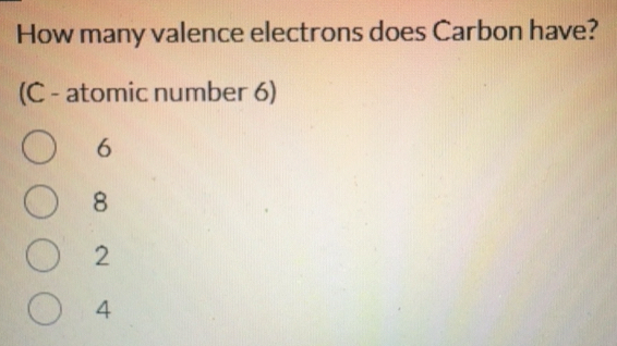 Resuelto:How many valence electrons does Carbon have? (C - atomic ...
