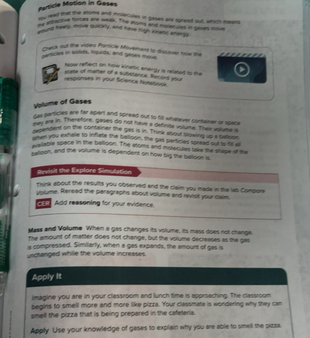 Solved: Particle Motion in Gases tbu read that the atoms and molecules ...