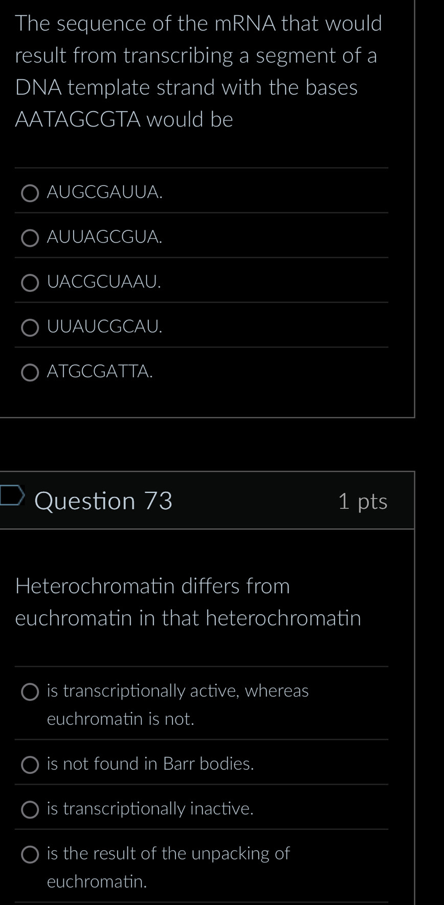 Solved: The sequence of the mRNA that would result from transcribing a ...