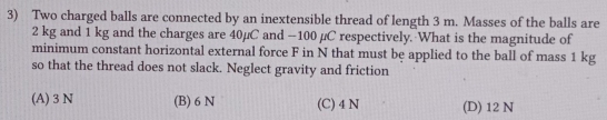 Solved: Two charged balls are connected by an inextensible thread of ...