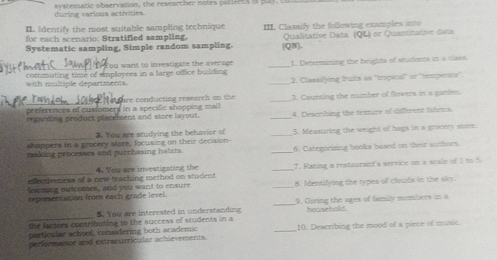 Solved: systematic observation, the researcher notes patterns of play ...