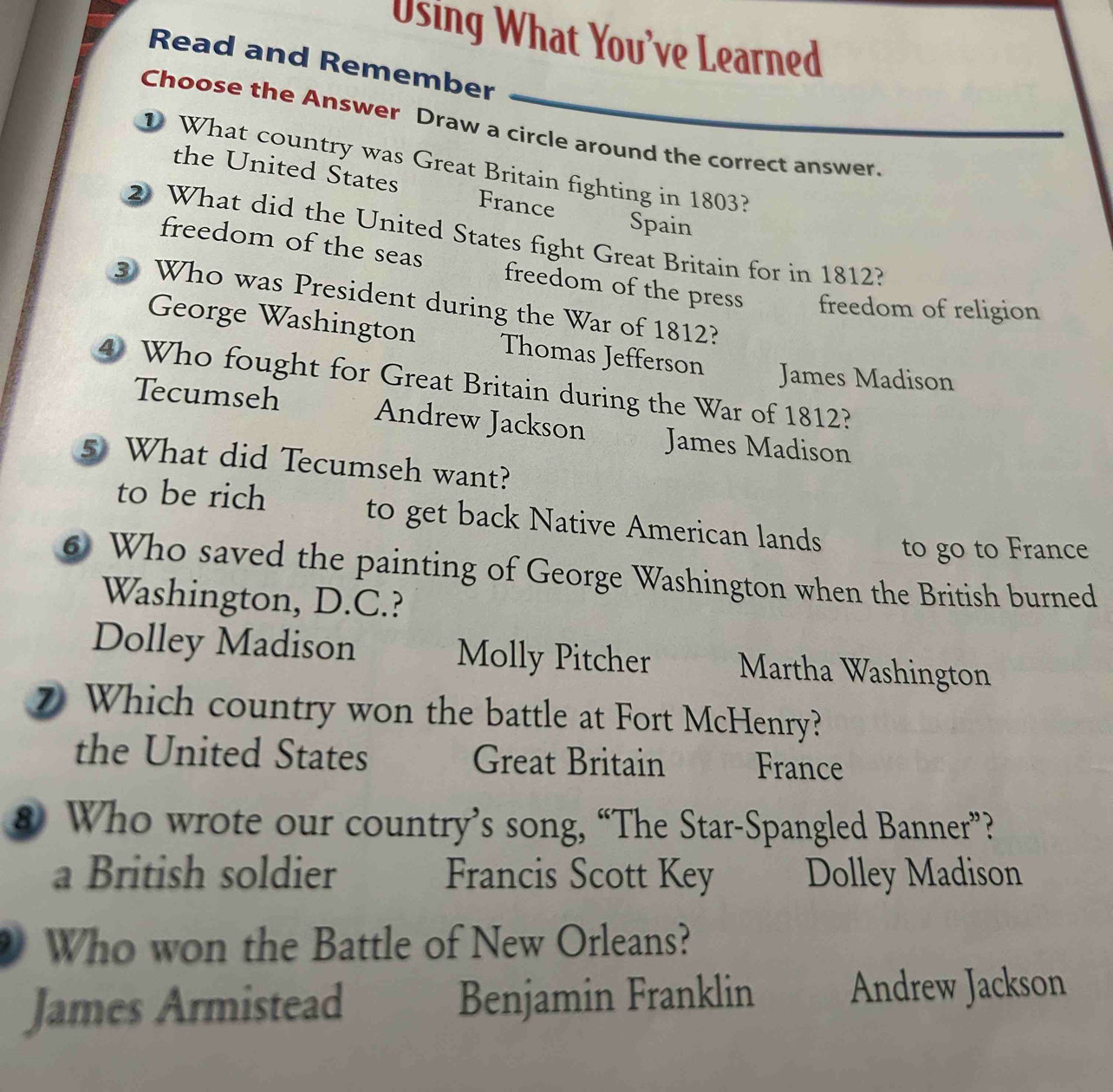 Solved: Using What You've Learned Read and Remember Choose the Answer ...