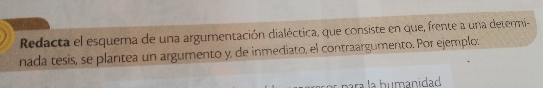 Resuelto:Redacta el esquema de una argumentación dialéctica, que consiste en que, frente a una dete