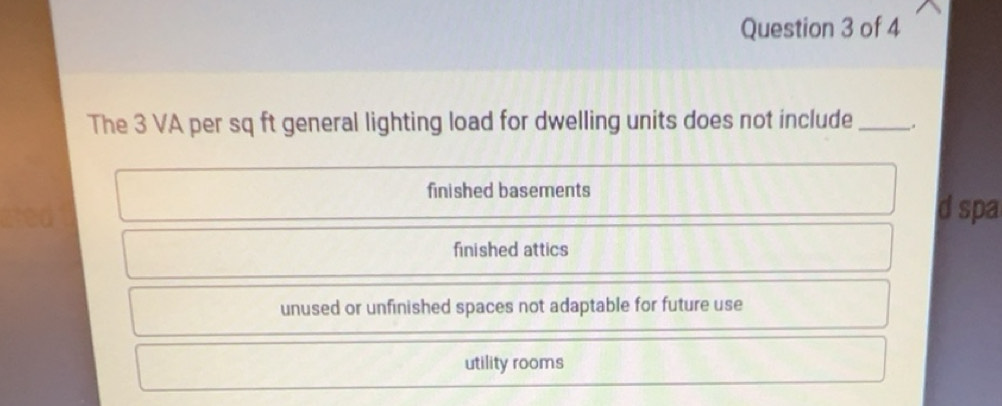 Solved: The 3 VA per sq ft general lighting load for dwelling units ...