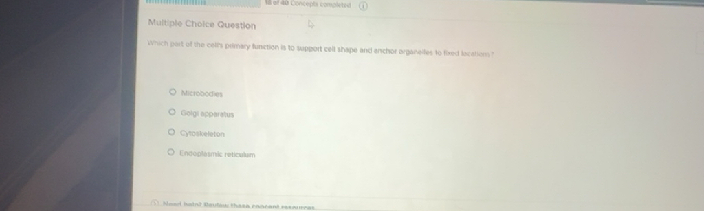 Solved: Ill of 40 Concepts completed Multiple Choice Question Which ...