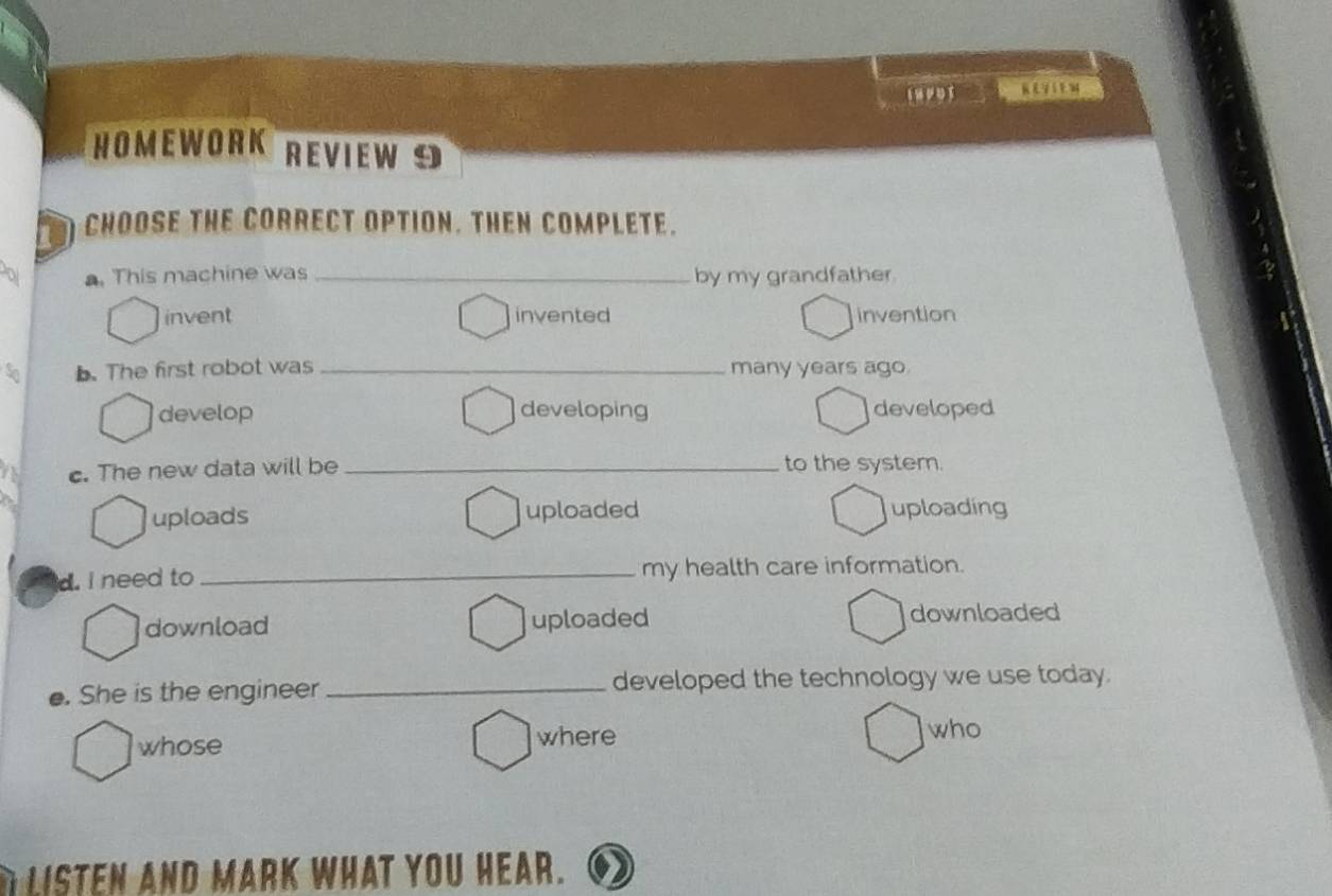 Resolvido:KEVIEM HOMEWORK REVIEW 9 CHOOSE THE CORRECT OPTION. THEN ...