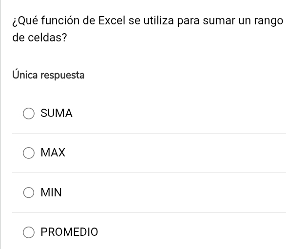 Resuelto:¿Qué función de Excel se utiliza para sumar un rango de celdas ...
