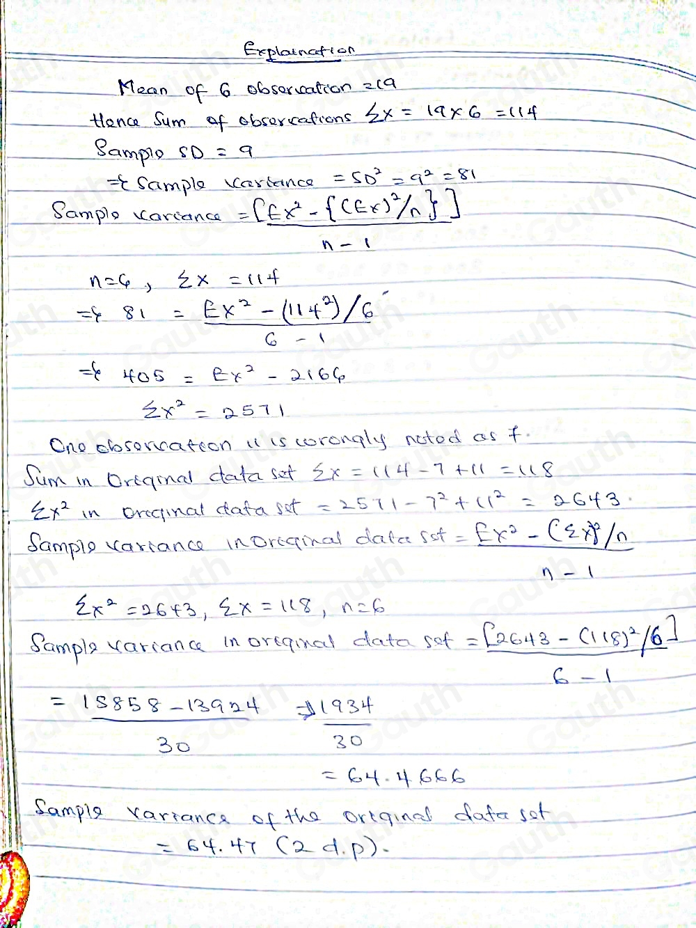 Solved: The mean and sample standard deviation of the dataset ...