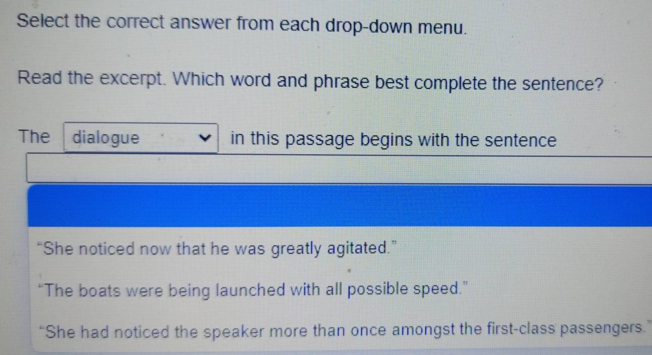 Solved: Select the correct answer from each drop-down menu. Read the excerpt. Which word and ...