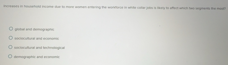 Solved: Increases in household income due to more women entering the ...