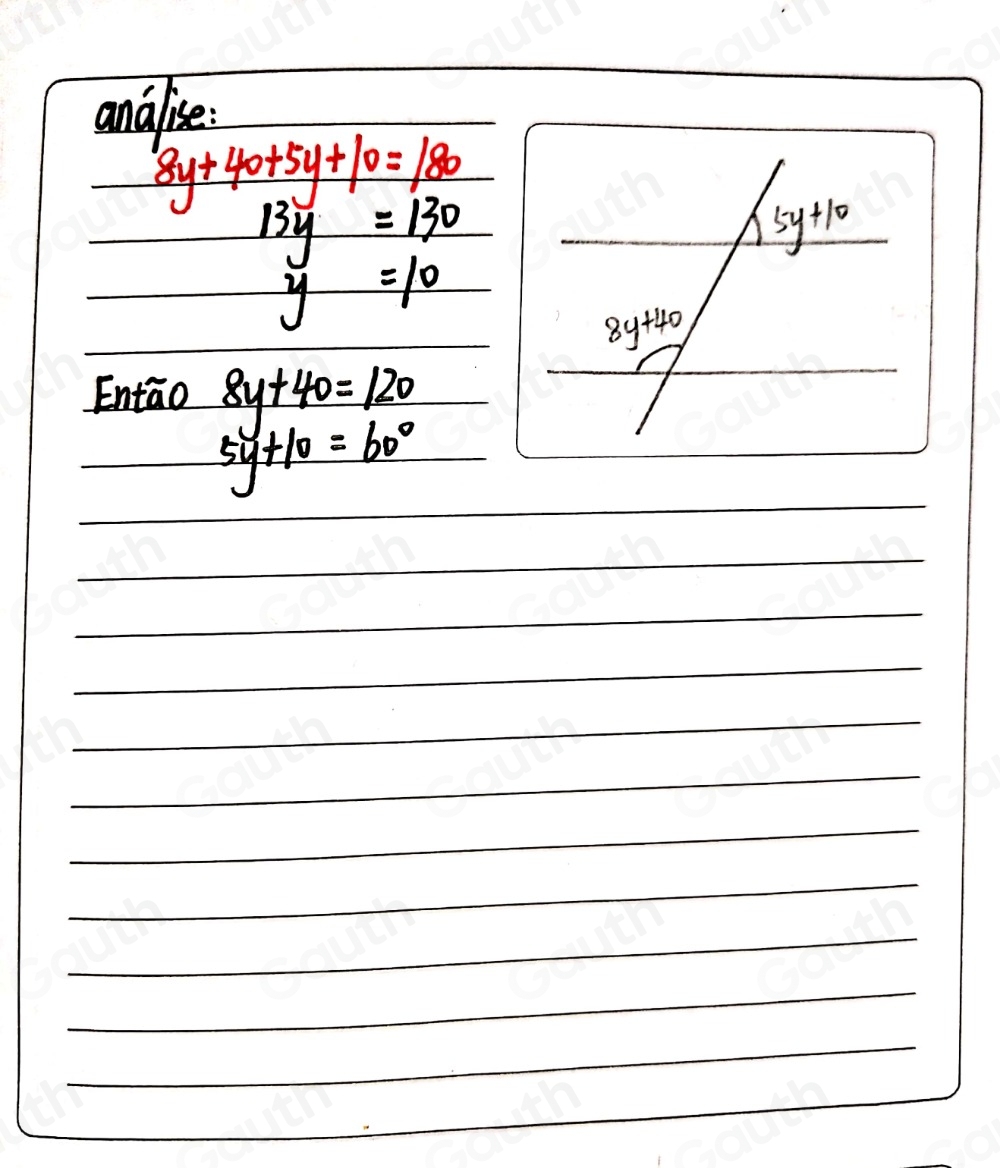 Resolvido:Duas retas paralelas cortadas por uma transversal determinam ...