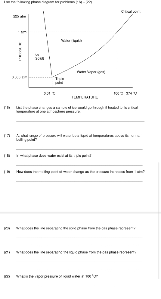 Solved: Use the following phase diagram for problems (16)-(22) Critical ...