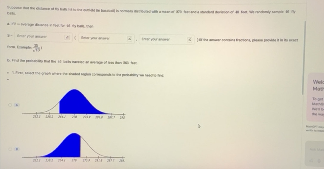Solved: Suppose that the distance of fly balls hit to the outfield (in ...