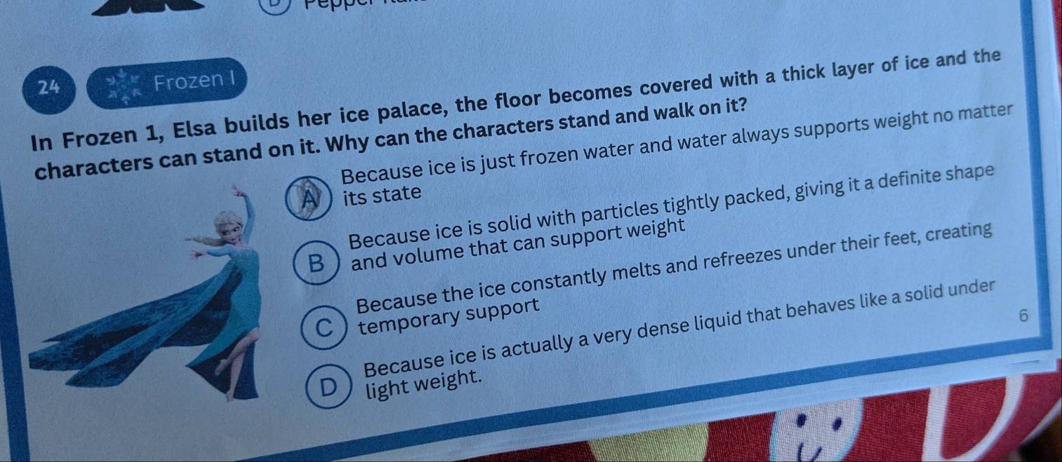 Solved: Frozen I In Frozen 1, Elsa builds her ice palace, the floor ...