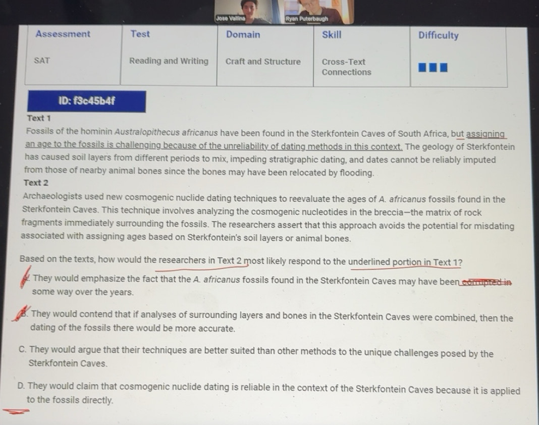 Resuelto:Text 1 Fossils of the hominin Australopithecus africanus have ...