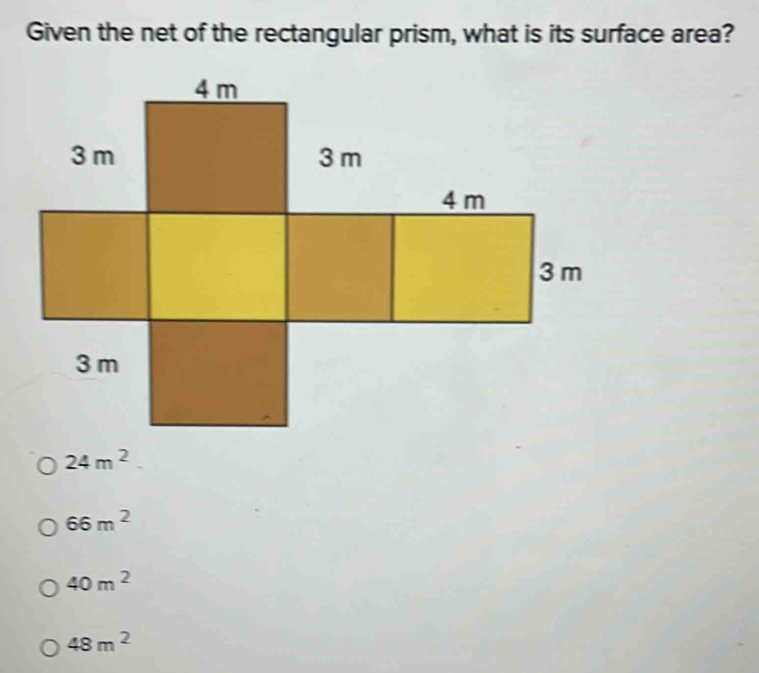 Solved: Given the net of the rectangular prism, what is its surface ...