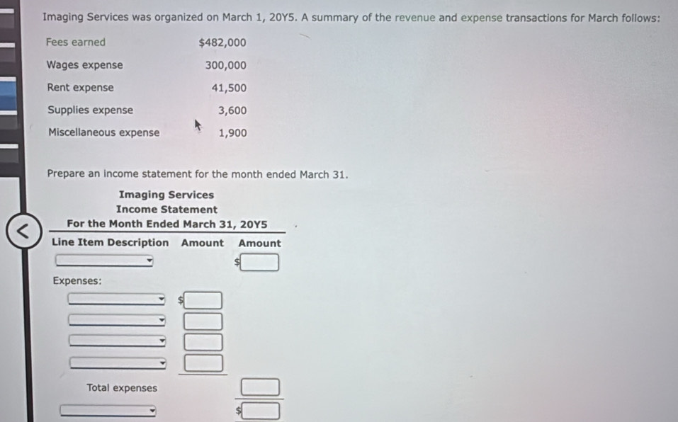 Solved: Imaging Services was organized on March 1, 20Y5. A summary of ...