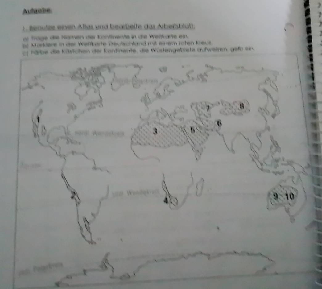 Gelöst:Autaabe. 1 Benütze einen Allas und bearbeite das Arbeibblült. ar ...