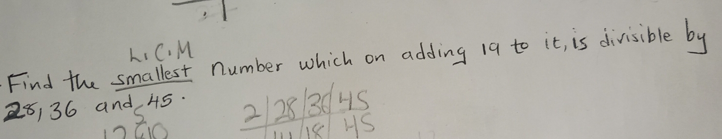 Solved: Li C. M Find the smallest number which on adding 19 to it, is ...